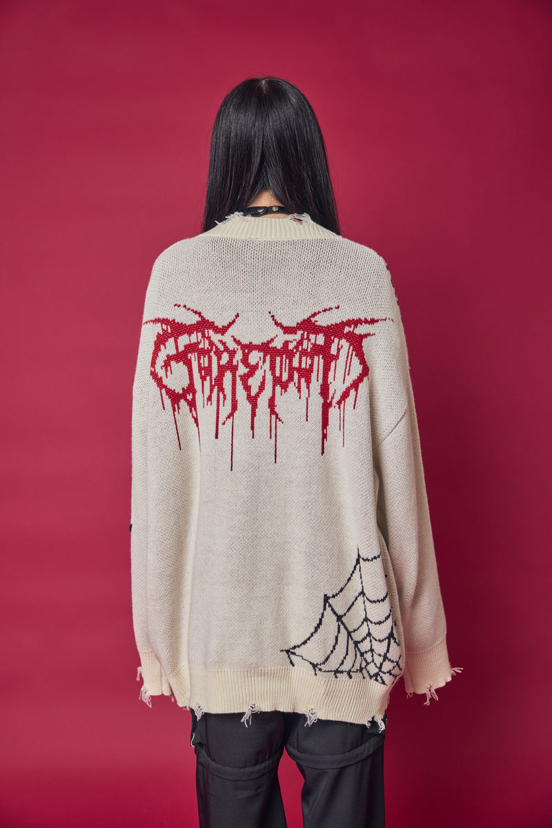 Psycho Nation spider web knitted cardigan – Grumpy Bunny